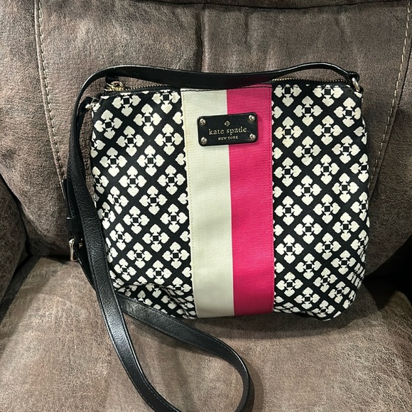 kate spade | Bags | Kate Spade Cross Potty Canvas Bag Black And White ...